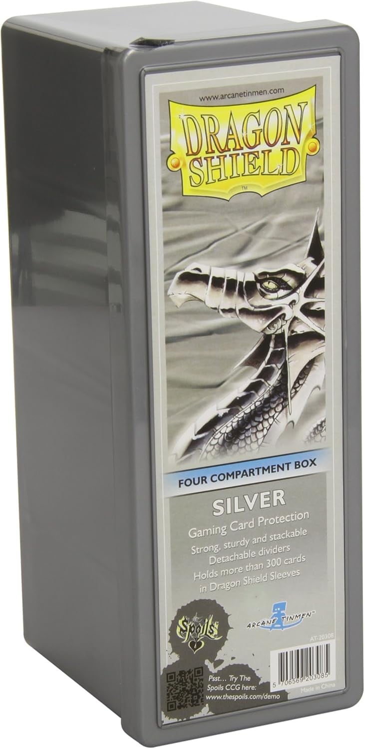Dragon Shield Four Compartment Box Silver Durable Heavy Duty Hard ...