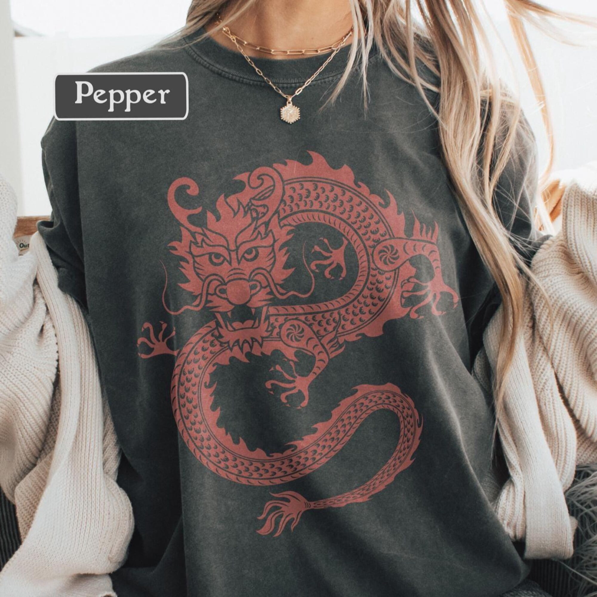 Dragon Shirt Asian Dragon Graphic Tee Tattoo Style Mythical Creature ...
