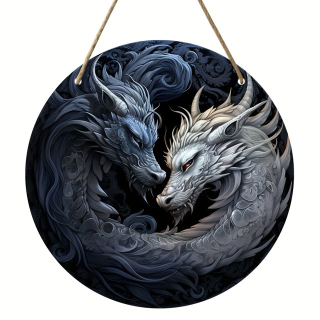 Dragon Sign, White Dragon And Black Dragon Sign, Yin And Yang Sign, 2d ...