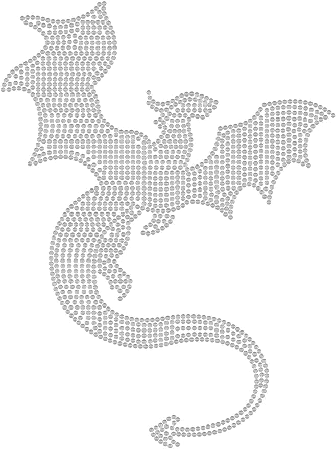 Dragon Silhouette Rhinestone Iron on Transfers Evil Dragon Crystal ...