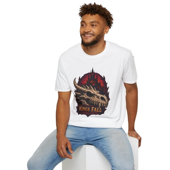 Dragon Skull Castle Fantasy Gothic Dark Horror Unisex Softstyle T-Shirt ...