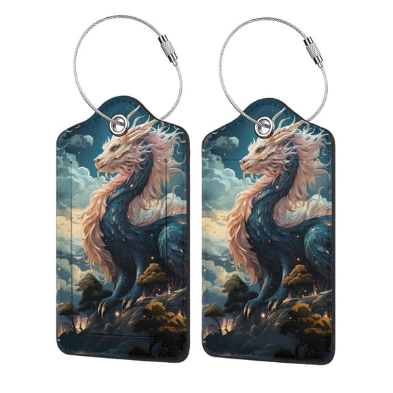 Dragon Sky Cool Art Luggage Tag for Suitcase 2 Pack Leather Travel Bag ...
