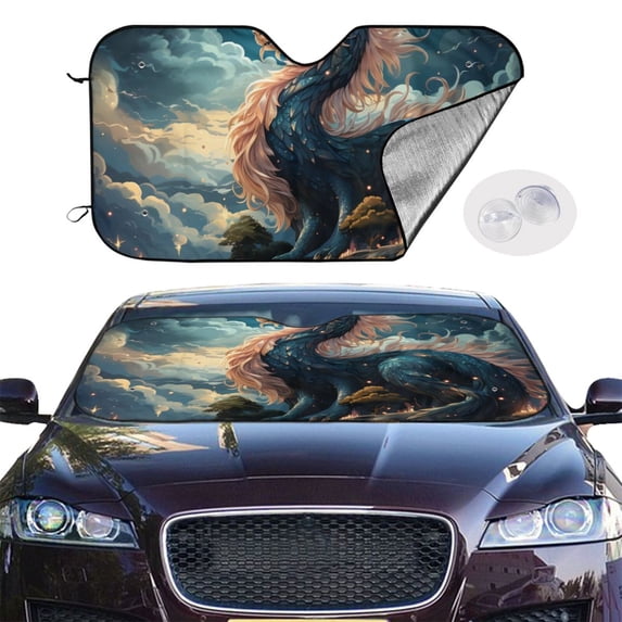 Dragon Sky Cool Art Windshield Sunshade Sun Shade Front Window Car Sun ...