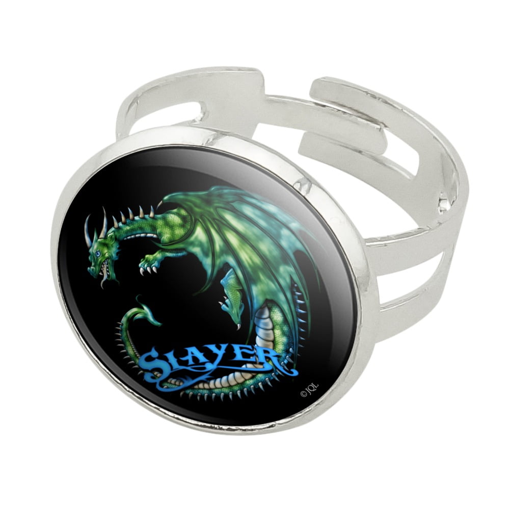 Dragon Slayer Fantasy Gaming Silver Plated Adjustable Novelty Ring ...