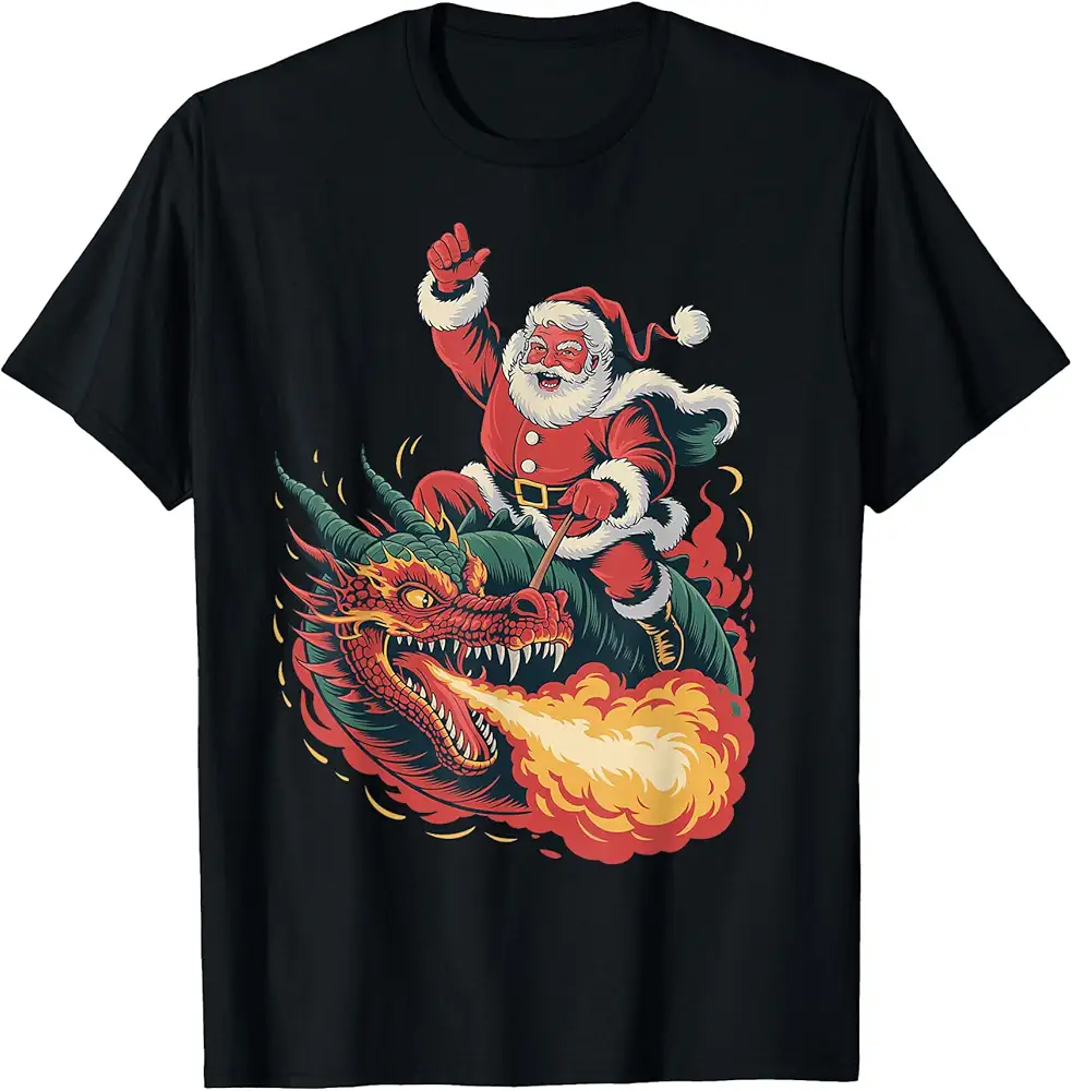 Dragon Sleigh Full Moon Holiday Winter Fantasy Adventure T-Shirt up to ...