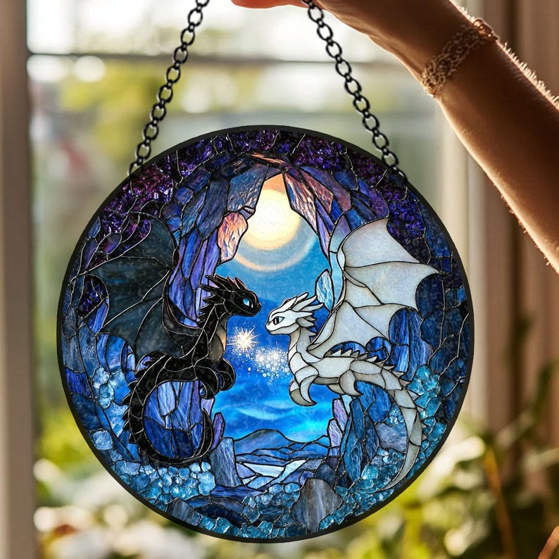 Dragon Stained Acrylic Suncatcher, HTTYD Inspired Wall Hanging, Fantasy ...