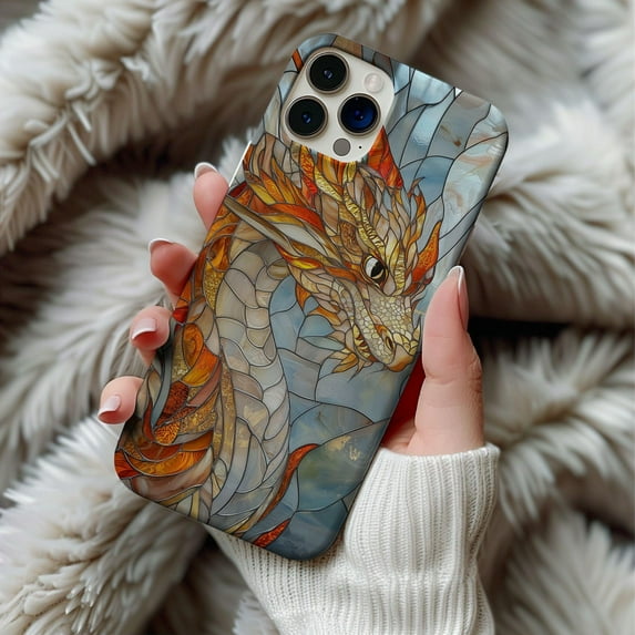 Dragon Stained Glass Artful Fantasy Phone Case with iPhone 17 to 11 Pro ...