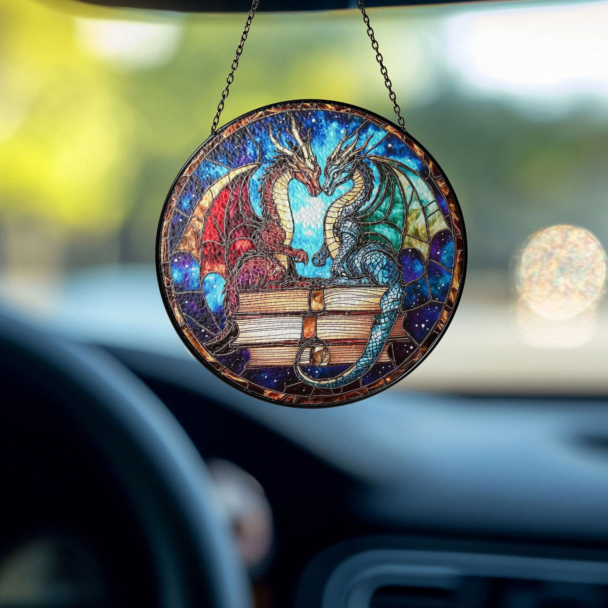 Dragon Stained Glass Suncatcher - Handcrafted Mosaic Art with Two ...