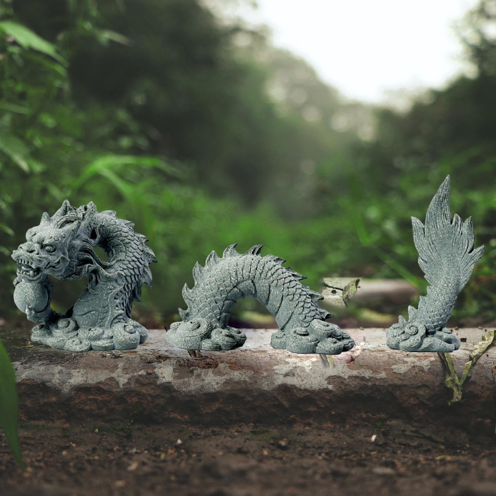 Dragon Statue Set Aquarium Landscaping Meditating Buddha Figurine ...