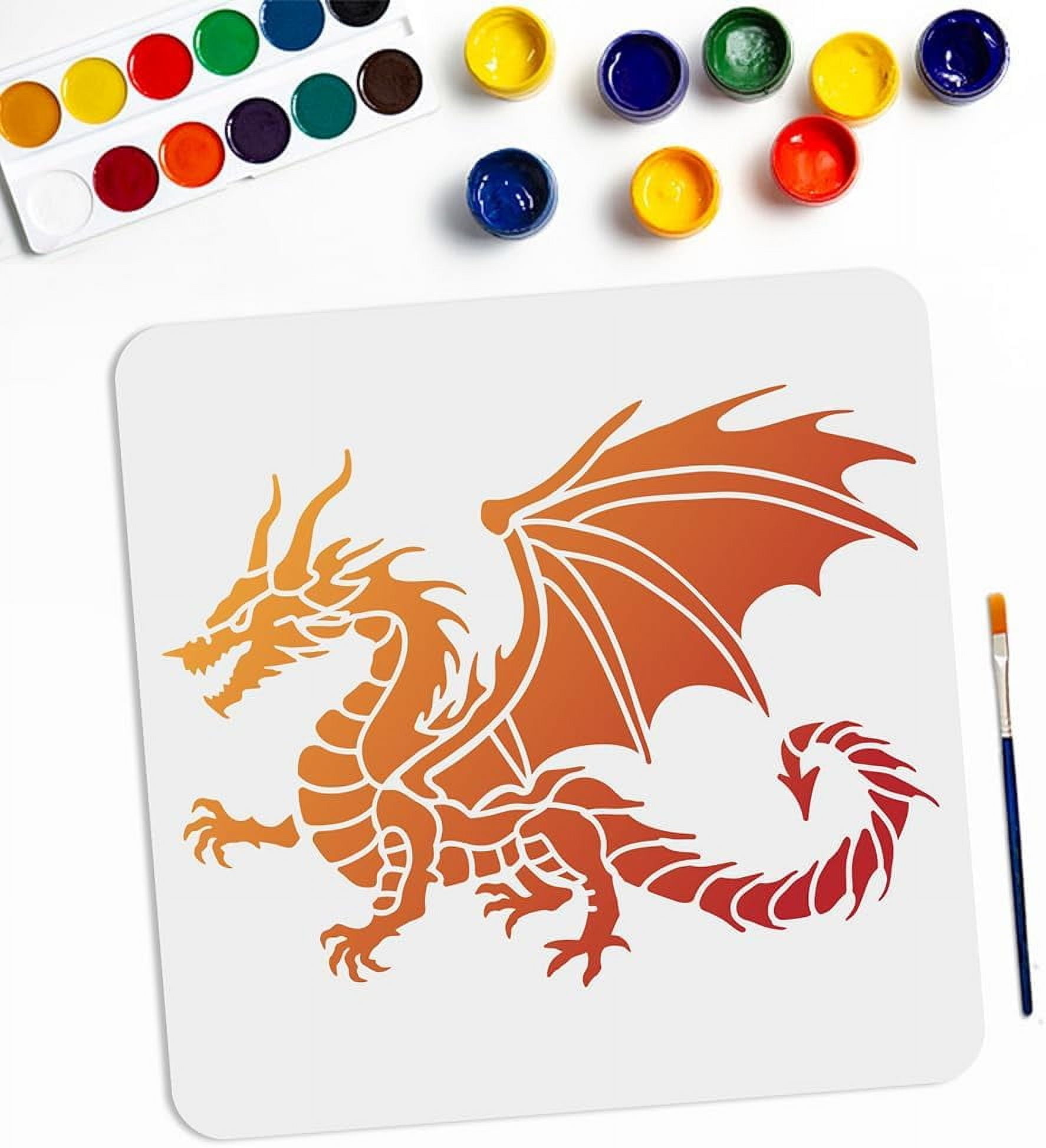 Dragon Stencil Flying Dragon Stencil with Paint Brush 11.8×11.8inch - Walmart.com