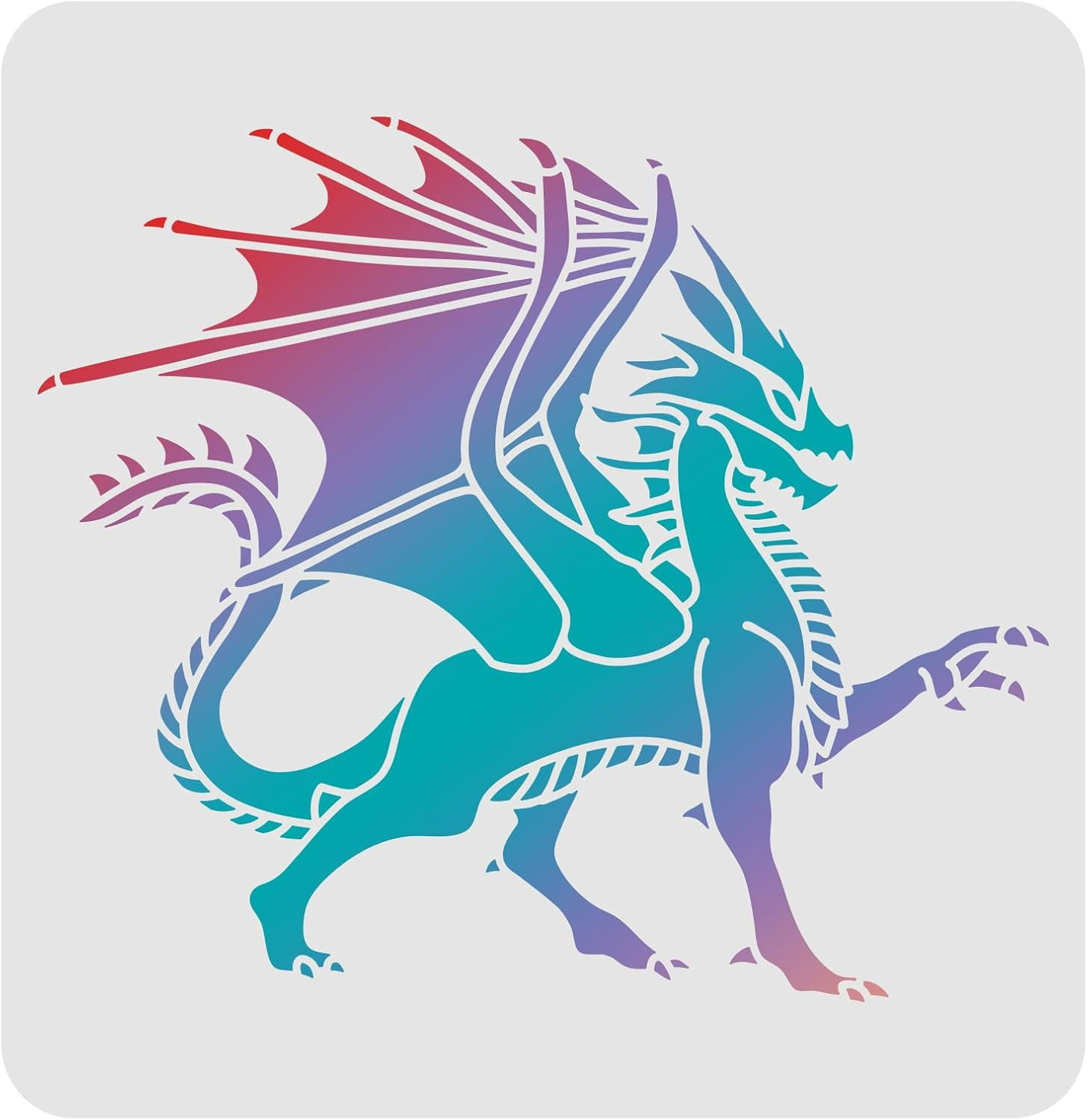 Dragon Stencils Template 11.8x11.8inch Plastic Winged Dragon Drawing ...