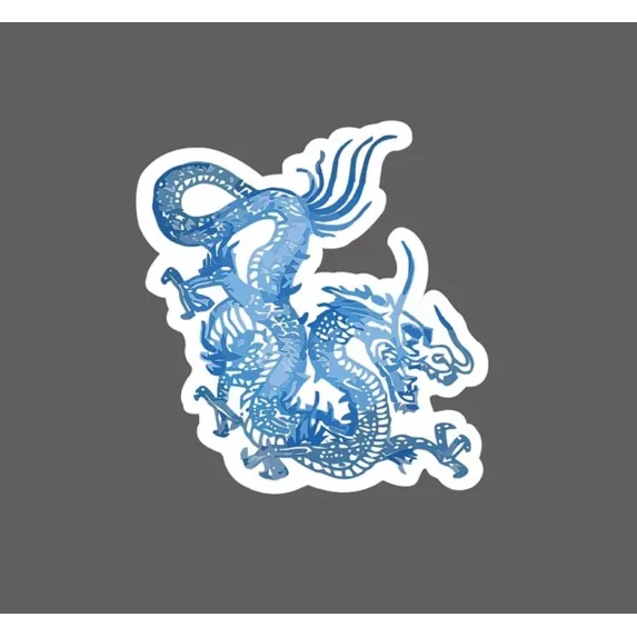 Dragon Sticker Blue Flame Waterproof Sticker Phone Decal Water Bottle ...