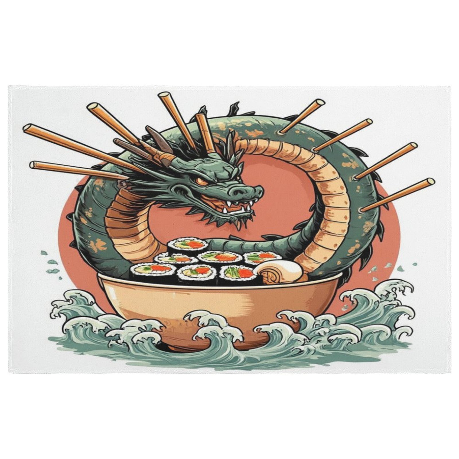 Dragon Sushi Ramen Adult Home Decor Bedroom Living Room Crystal Velvet ...