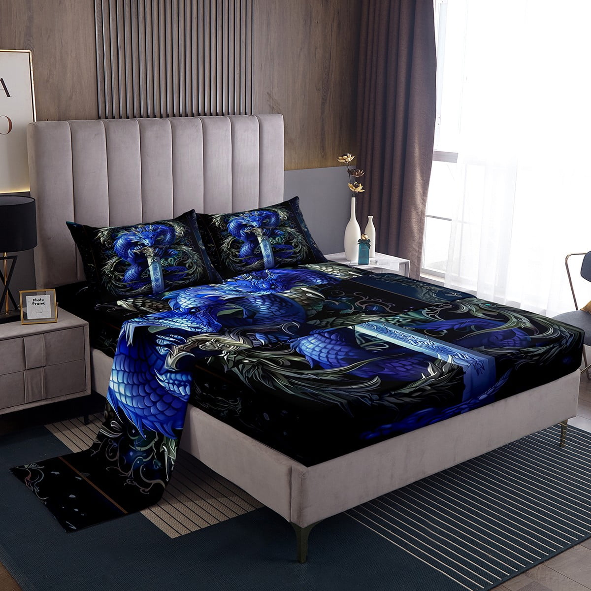 Dragon And Sword Bedding Sets Queen,3D Dragon Sheets Fierce Wildlife ...