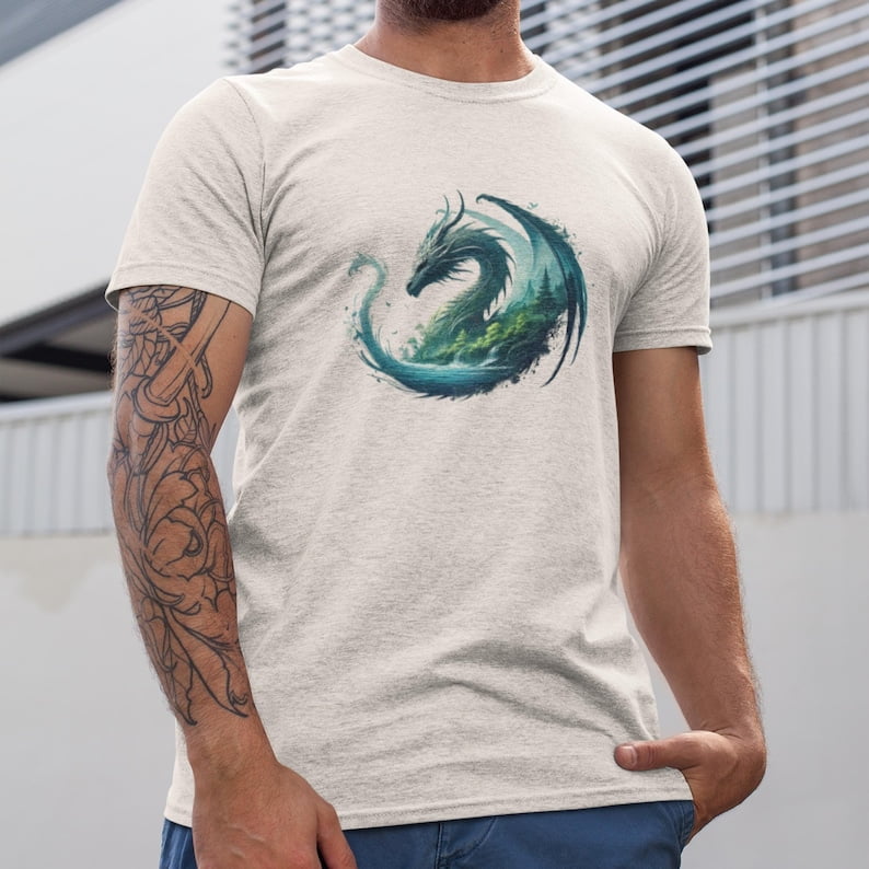 Dragon T-Shirt, Nature Forest, Dragon Lover Fantasy Shirt, Magical Tee ...