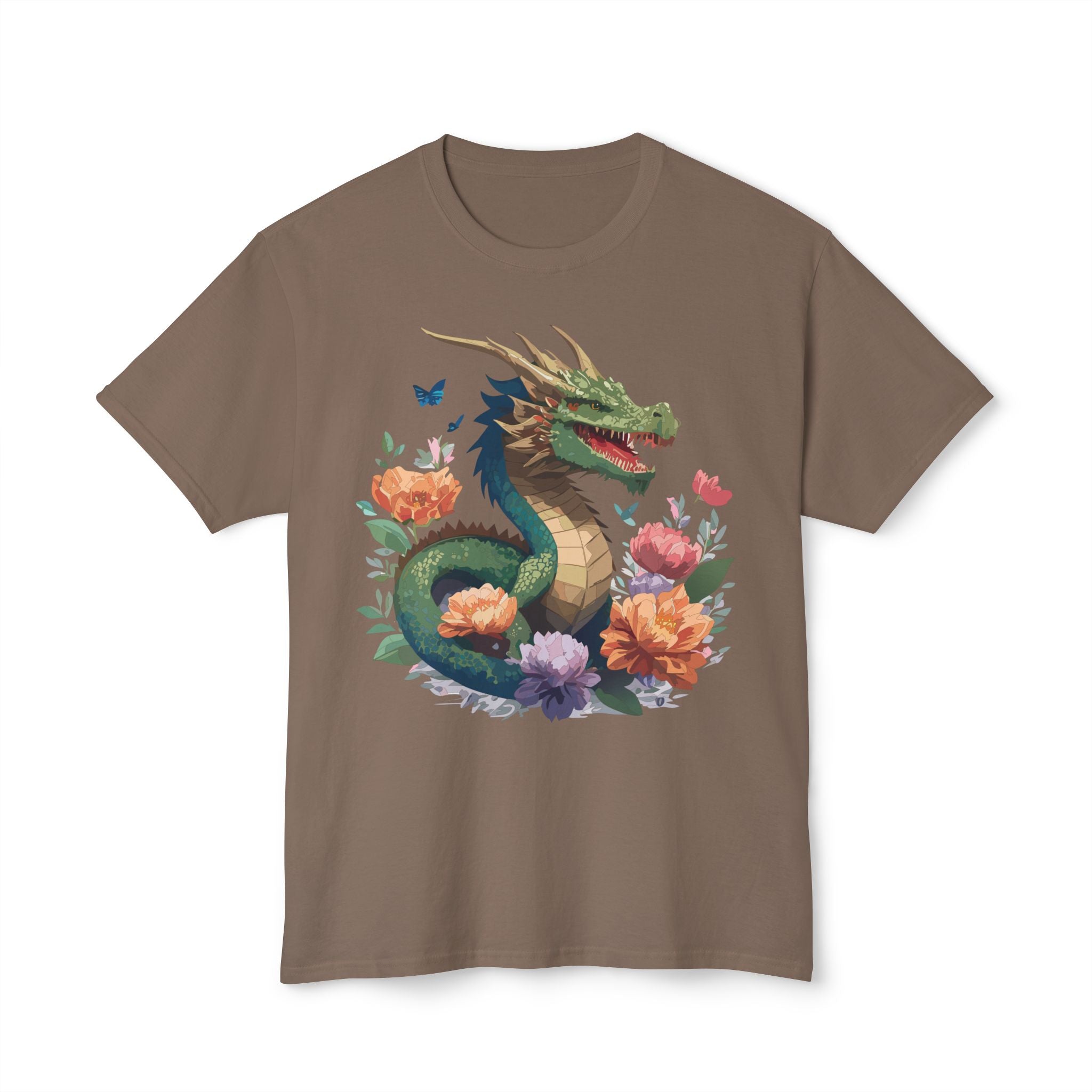 Dragon T-Shirt, Vintage Dragon Tee, Floral Tees, Dragon Art Design ...
