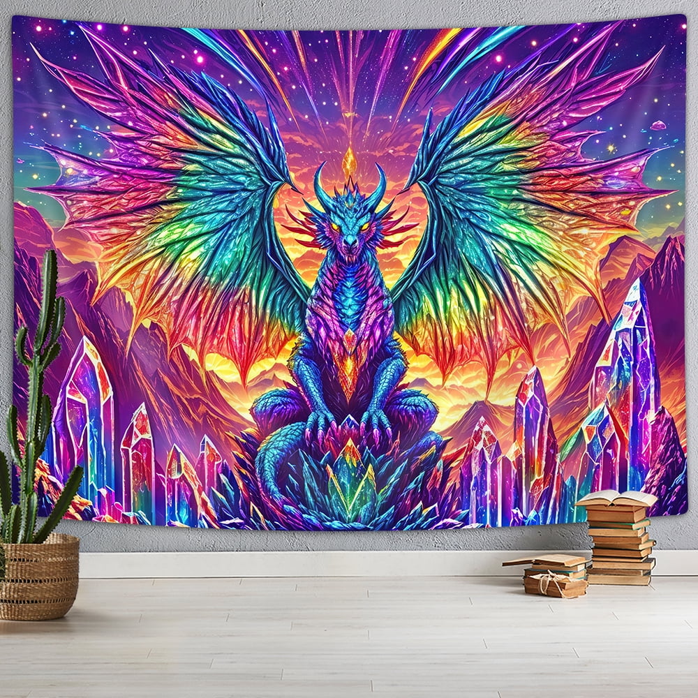 Dragon Tapestry, Fantasy Medieval World Dragon Tapestry Wall Hanging ...