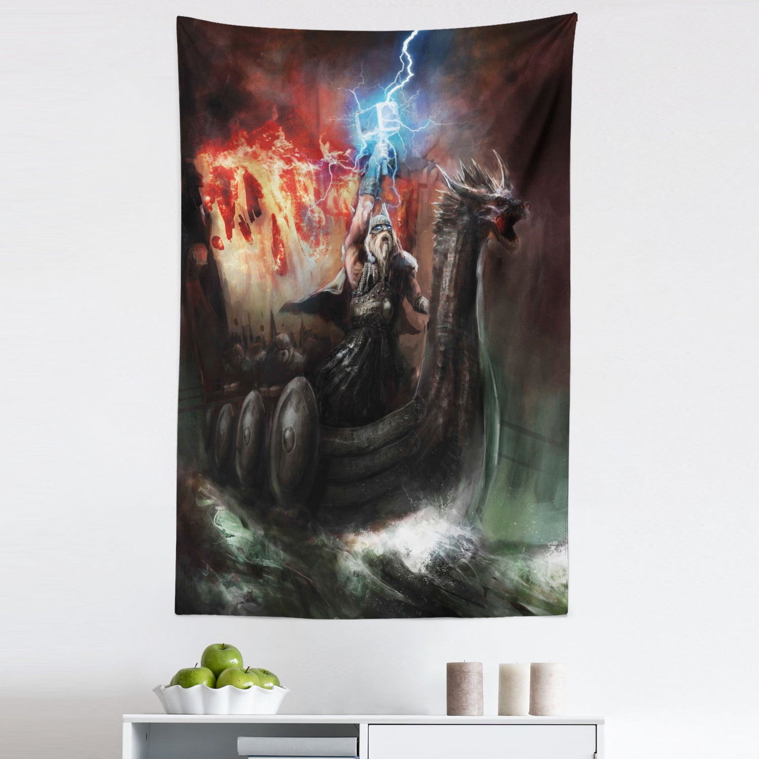 Dragon Tapestry, Imaginary Wrath of Vikings Royal Boat Animal Head ...