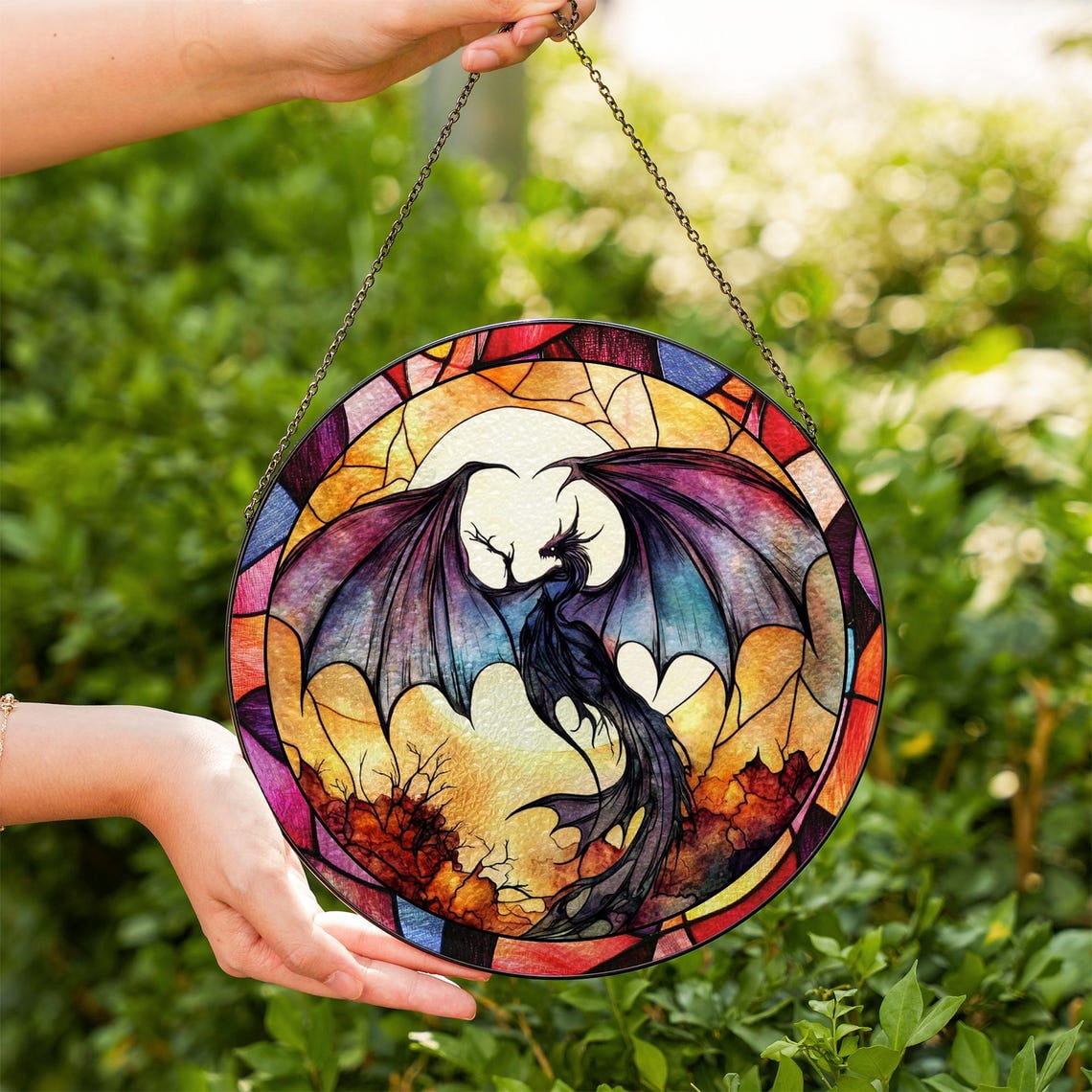 Dragon Tea Art Glass Suncatcher, Fantasy Window Decor, Whimsical ...