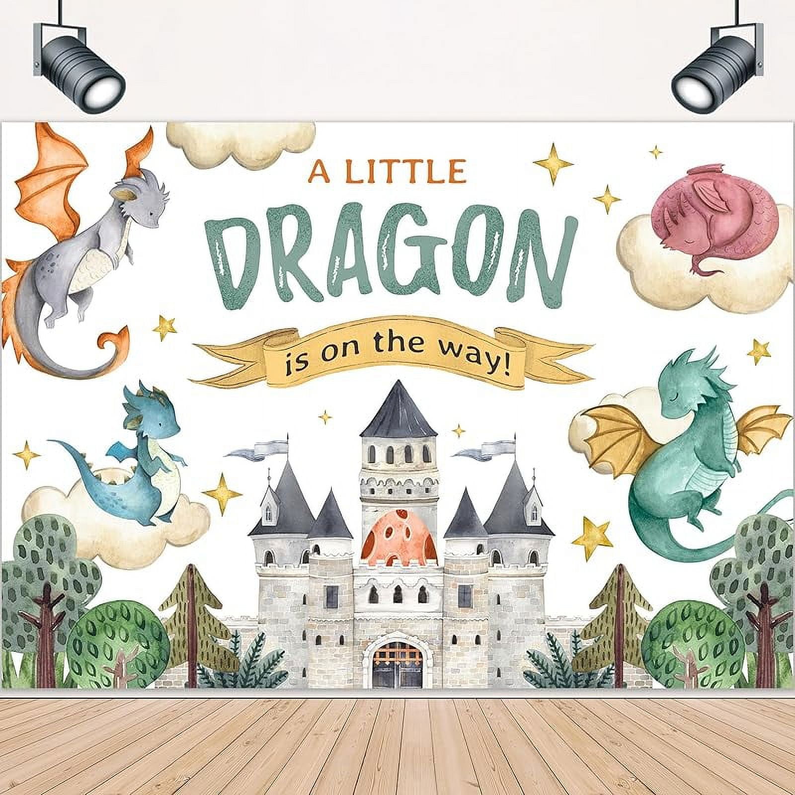 Dragon Theme Cute Baby Shower Backdrop A Little Dragon is on The Way ...