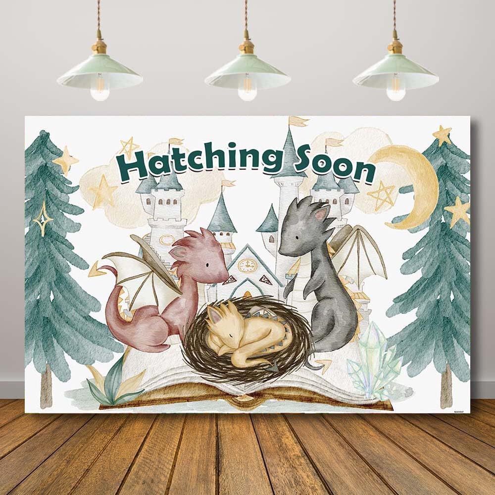 Dragon Themed Baby Shower Backdrop Mythical Creatures A Little Dragon ...
