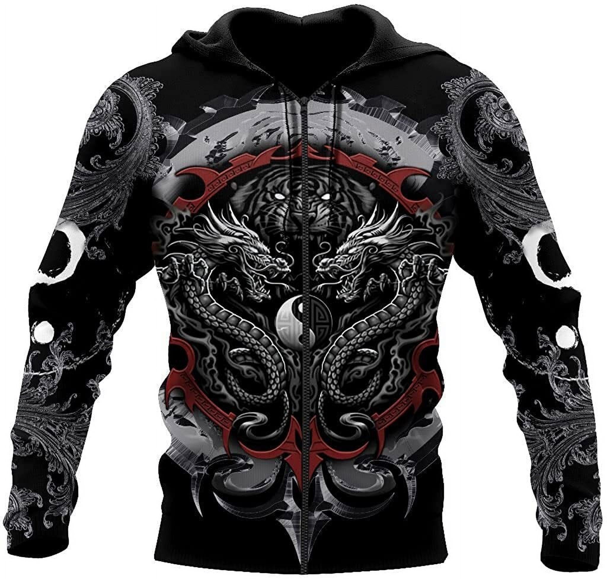Dragon Tiger Yin Yang Gothic Art 3D Printed Men's Hoodie Unisex Casual ...