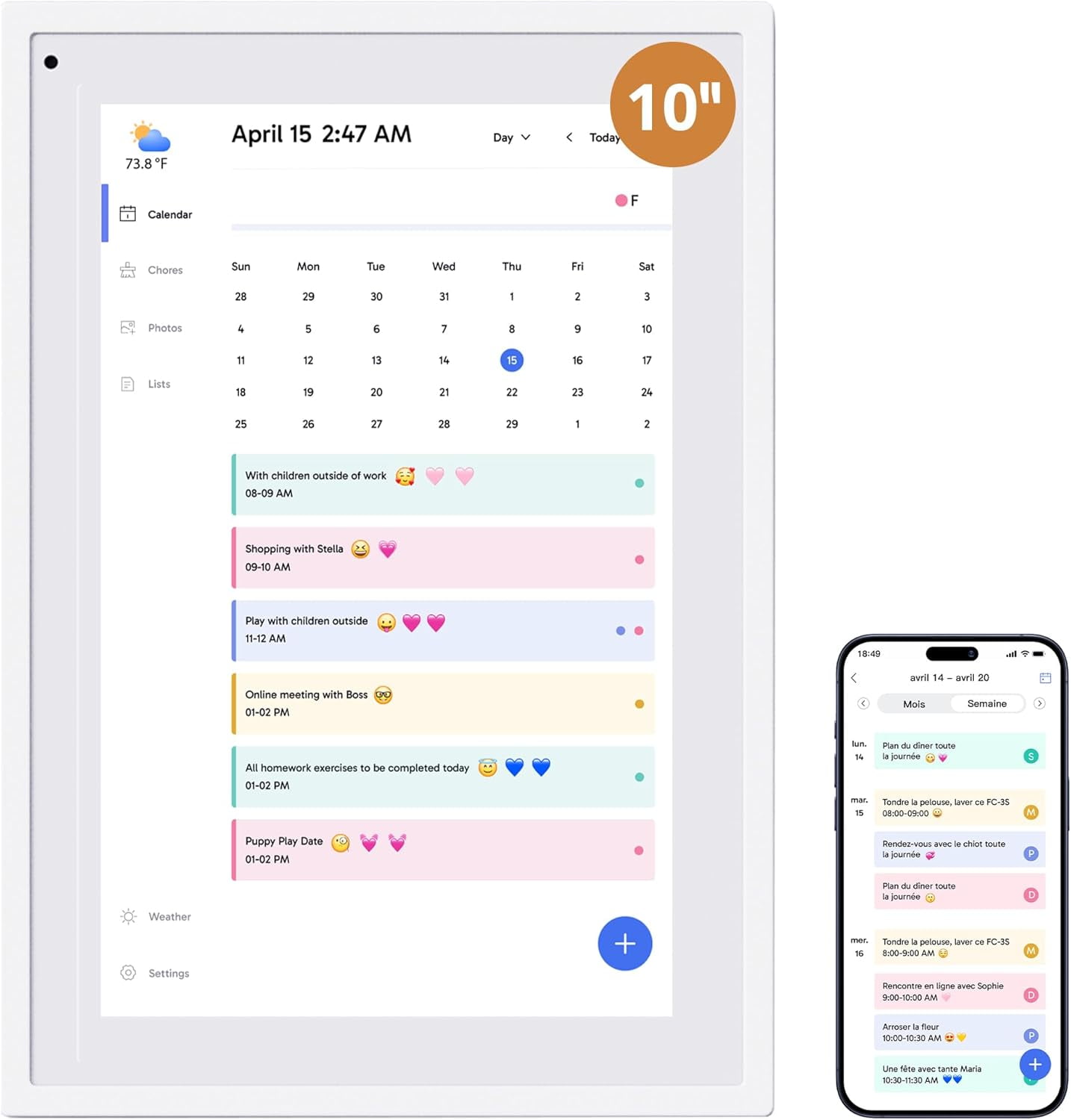 Dragon Touch 10 inch Digital Calendar with Chore Chart and 1080P FHD ...