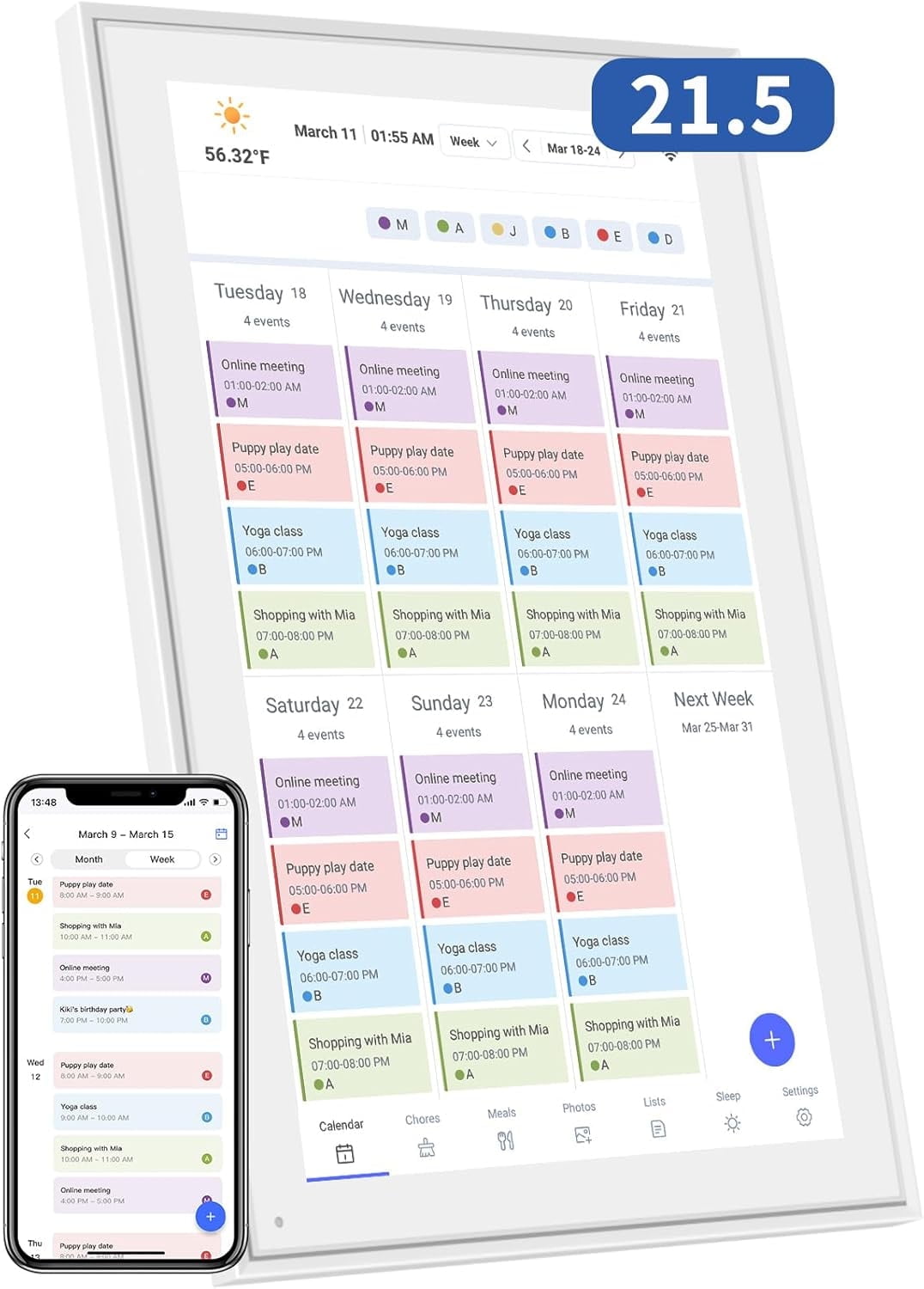 Dragon Touch 21.5 Inch Digital Calendar with Chore Chart and 1080P FHD ...