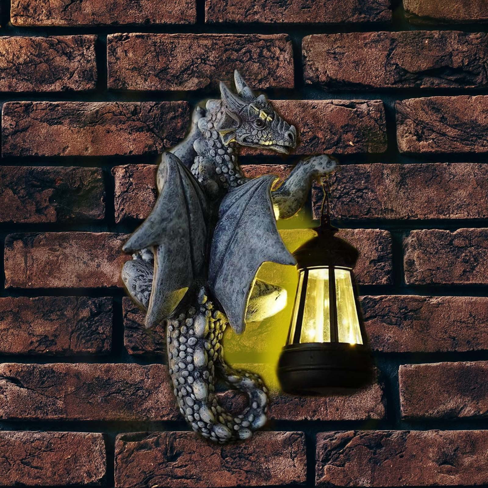 Dragon Tree Hugger Solar Lantern Garden Statue - Porch Dragon 9.3 Inch ...