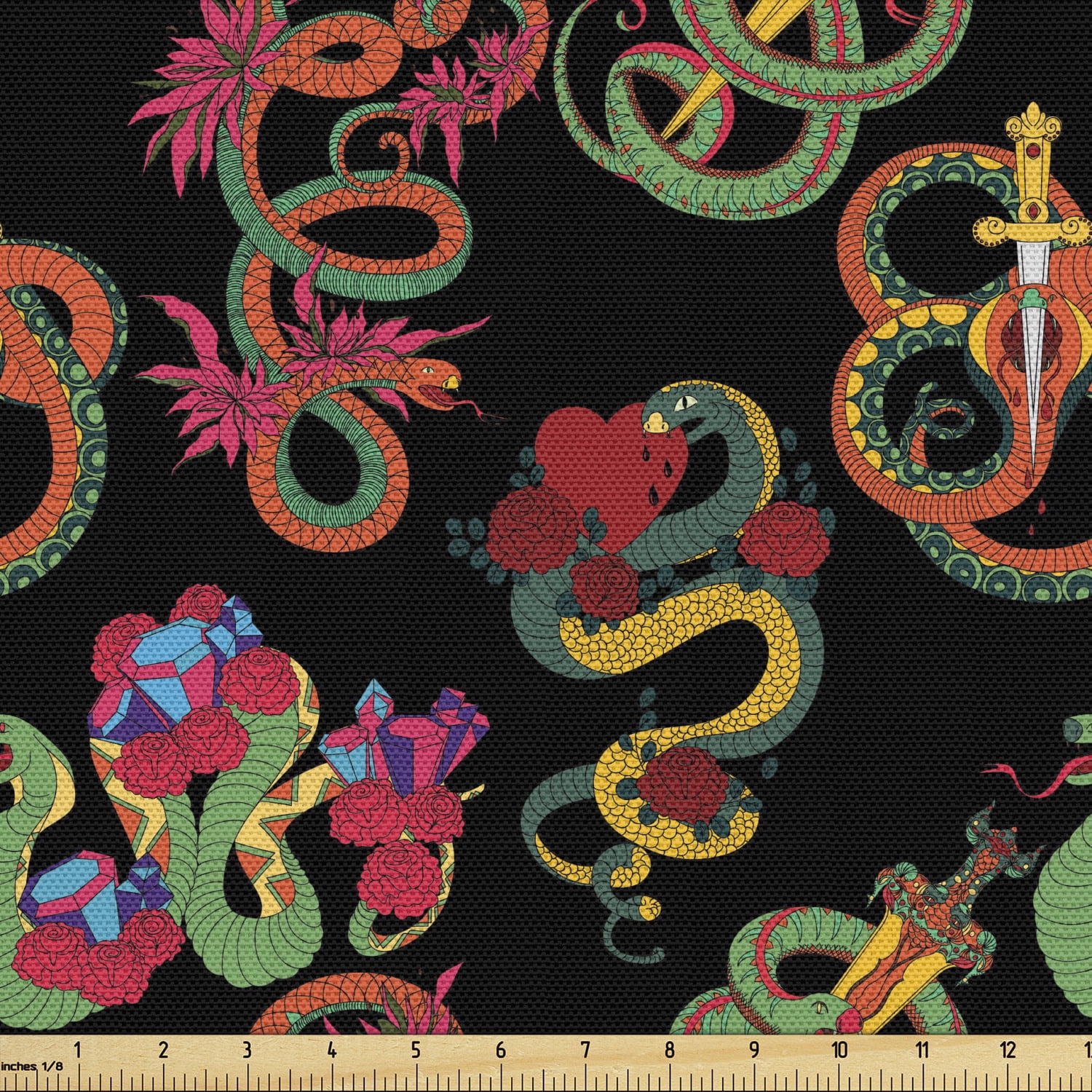 Ambesonne Dragon Fabric by the Yard Upholstery, Colorful Ornamental ...