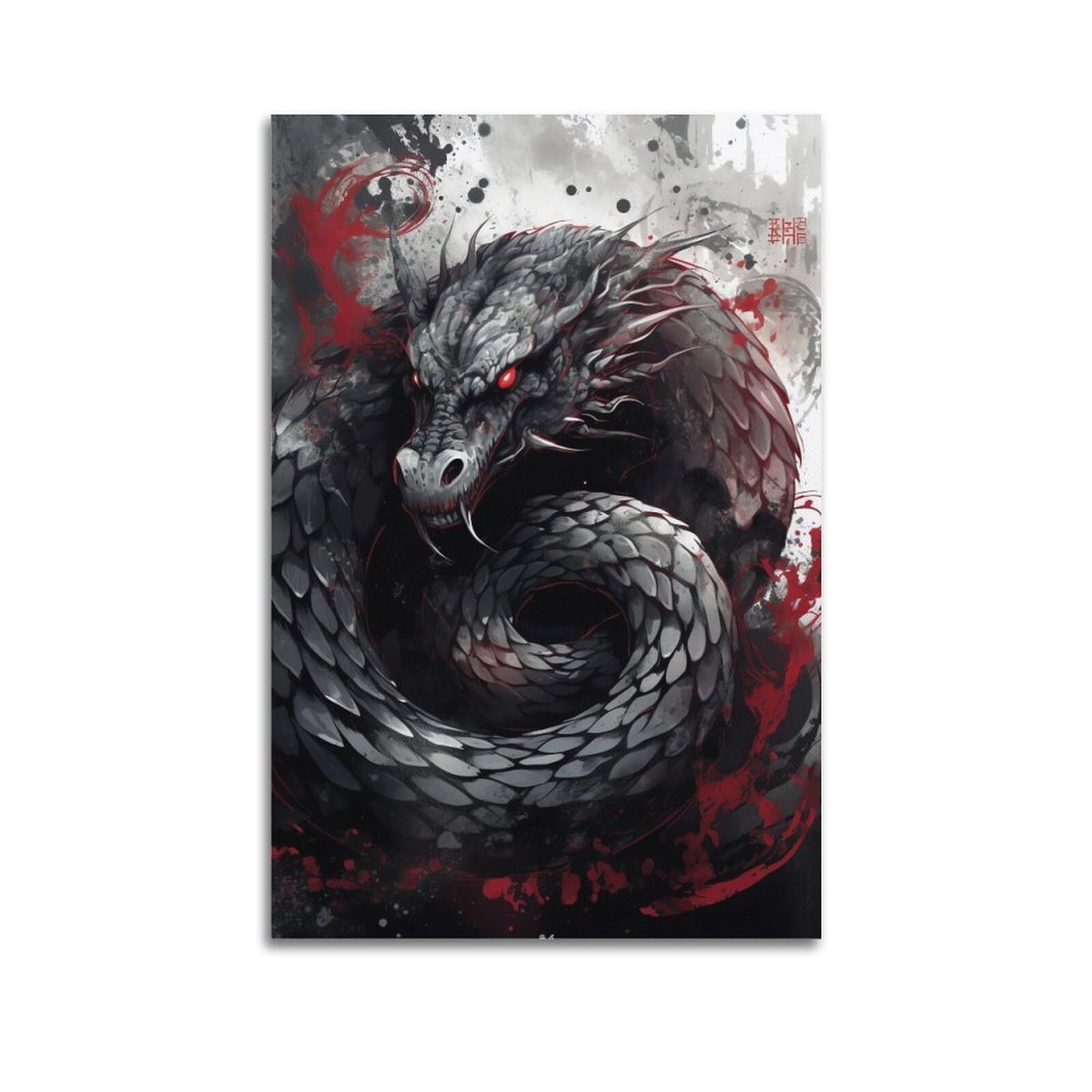 Dragon Wall Art Poster Japanese Style Dragon Painting Ink Painting ...