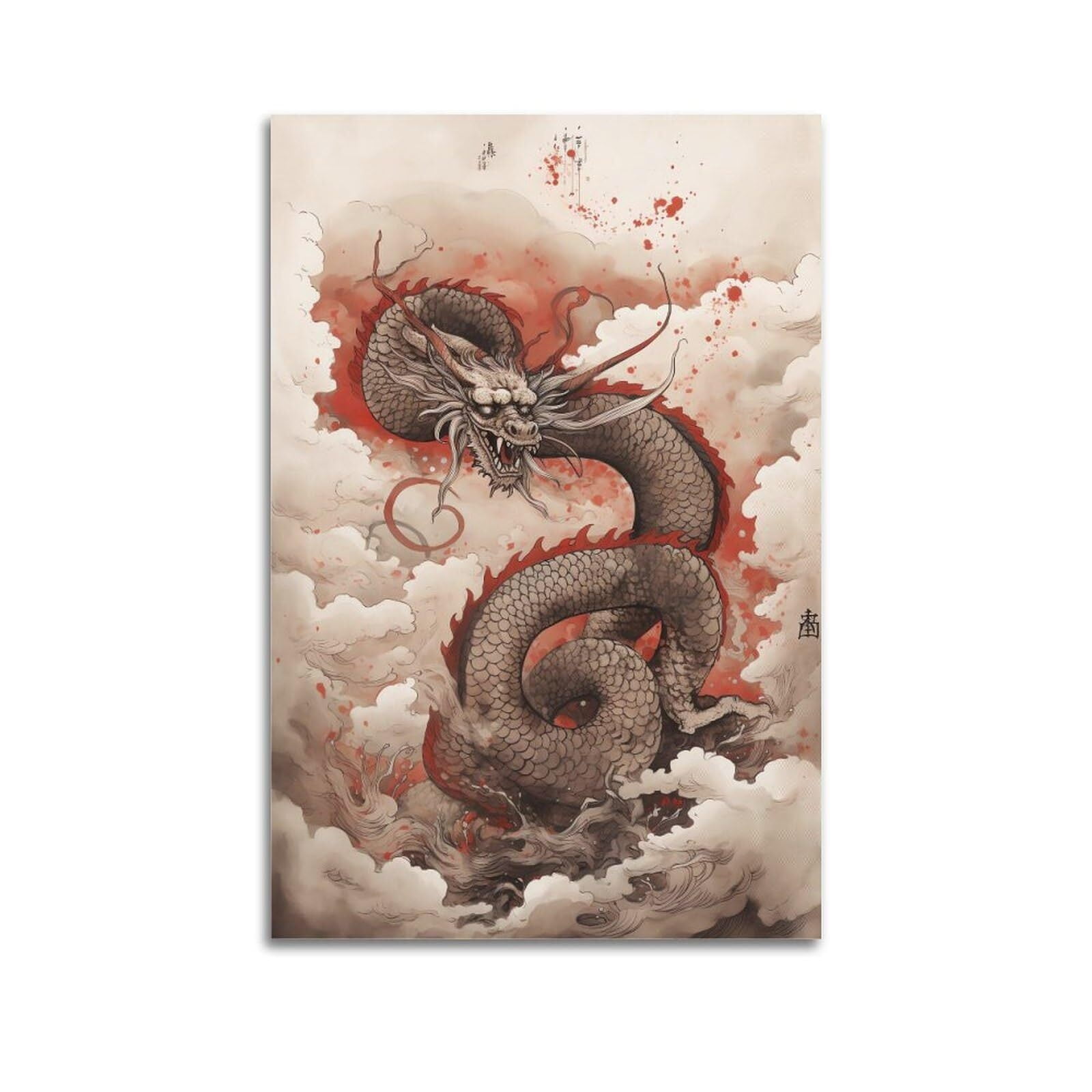 Dragon Wall Art poster, Chinese Style Dragons, Cool Wall Decor, Canvas ...