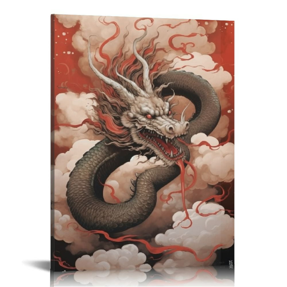 Dragon Wall Art poster, Chinese Style Dragons, Cool Wall Decor, Canvas ...