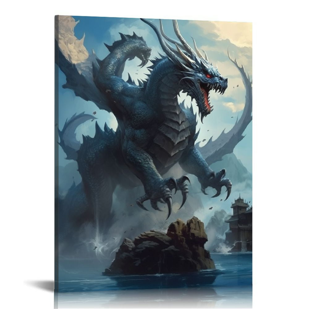 Awypu Dragon Wall Poster Art - Clawed dragon Vintage Painting Print ...
