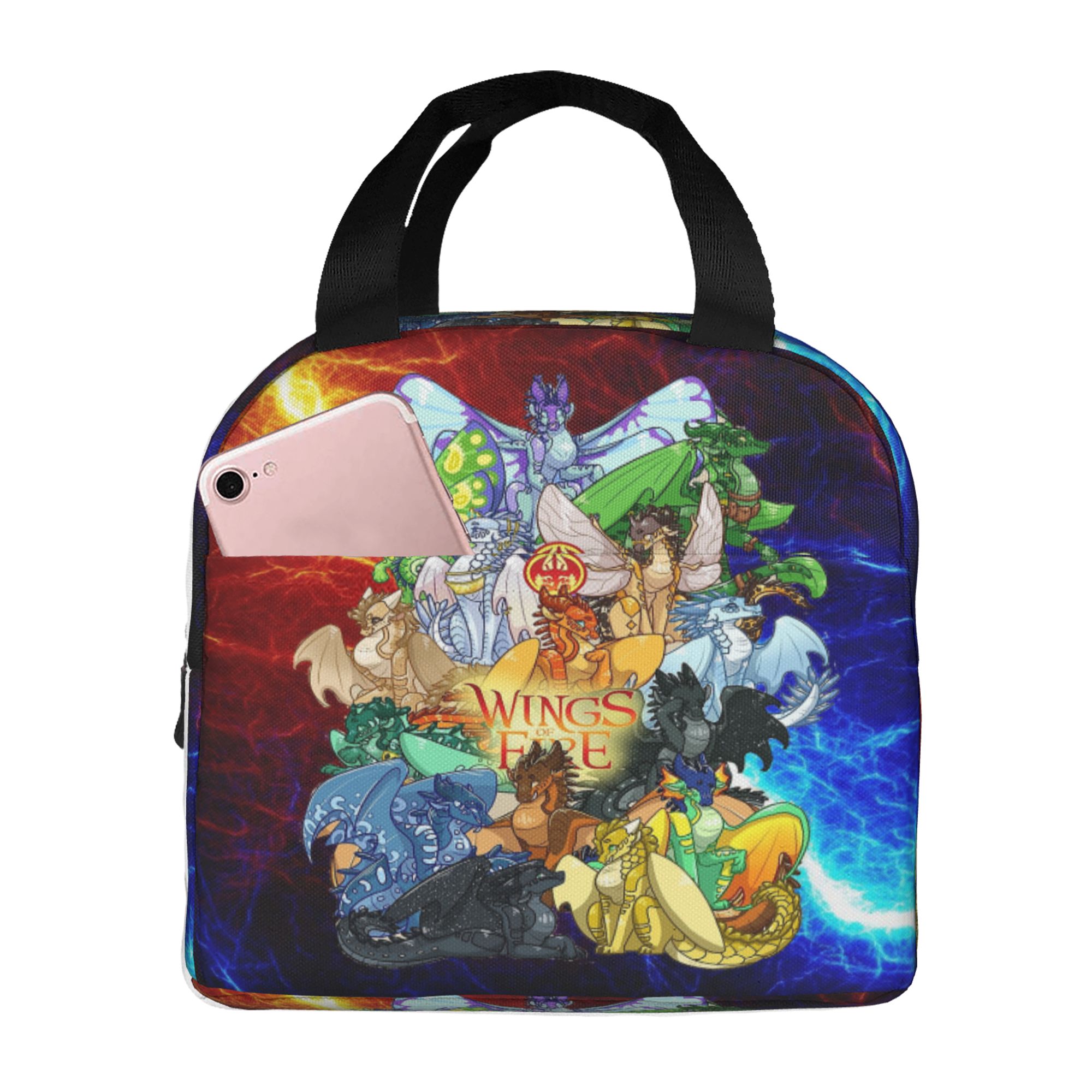 Dragon Wings Fires Lunch Bag Portable Tote Bag Insulated Lunch Box ...