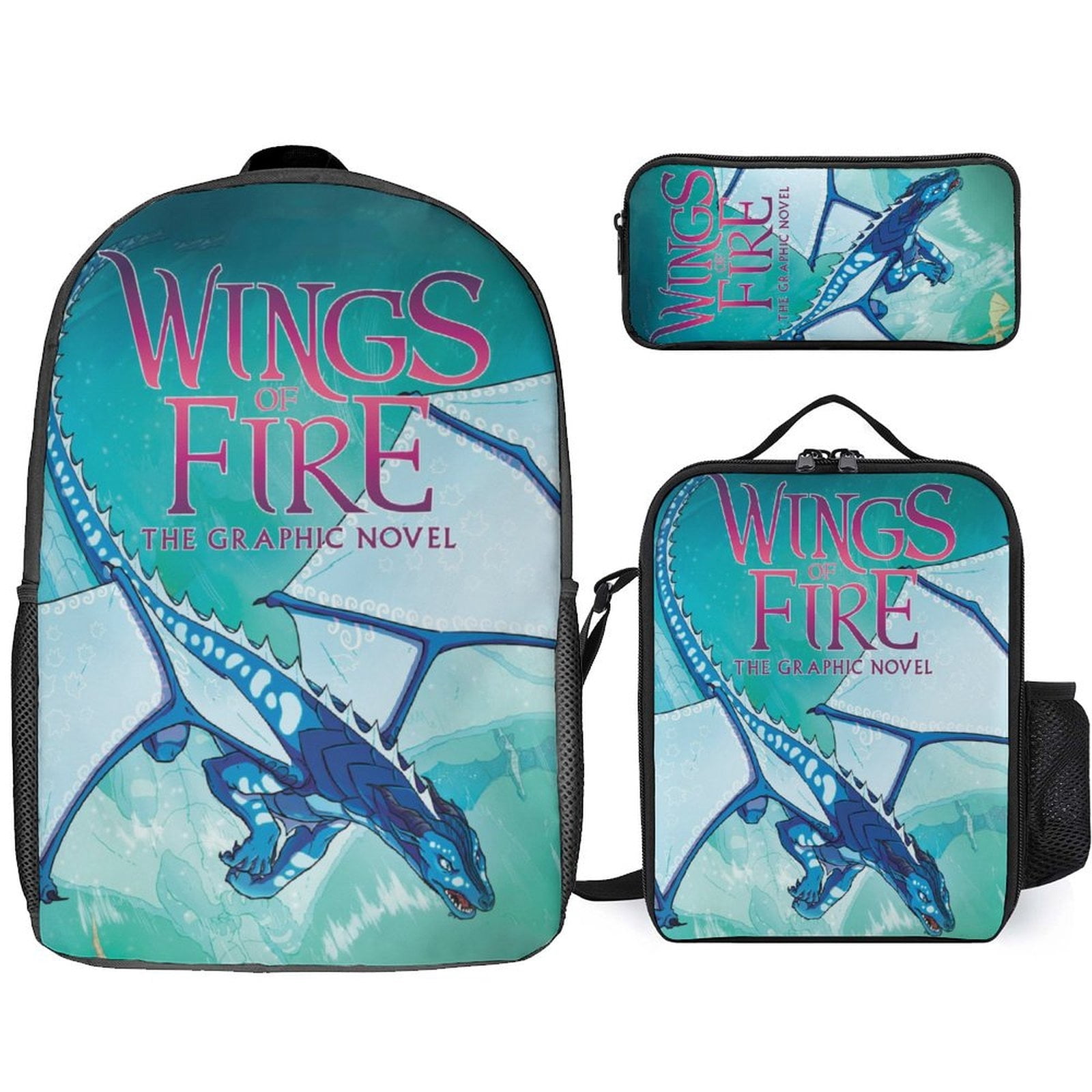 Dragon Wings Of Fire Backpacks 3 Piece Set Bookbag with Lunch Bag And ...