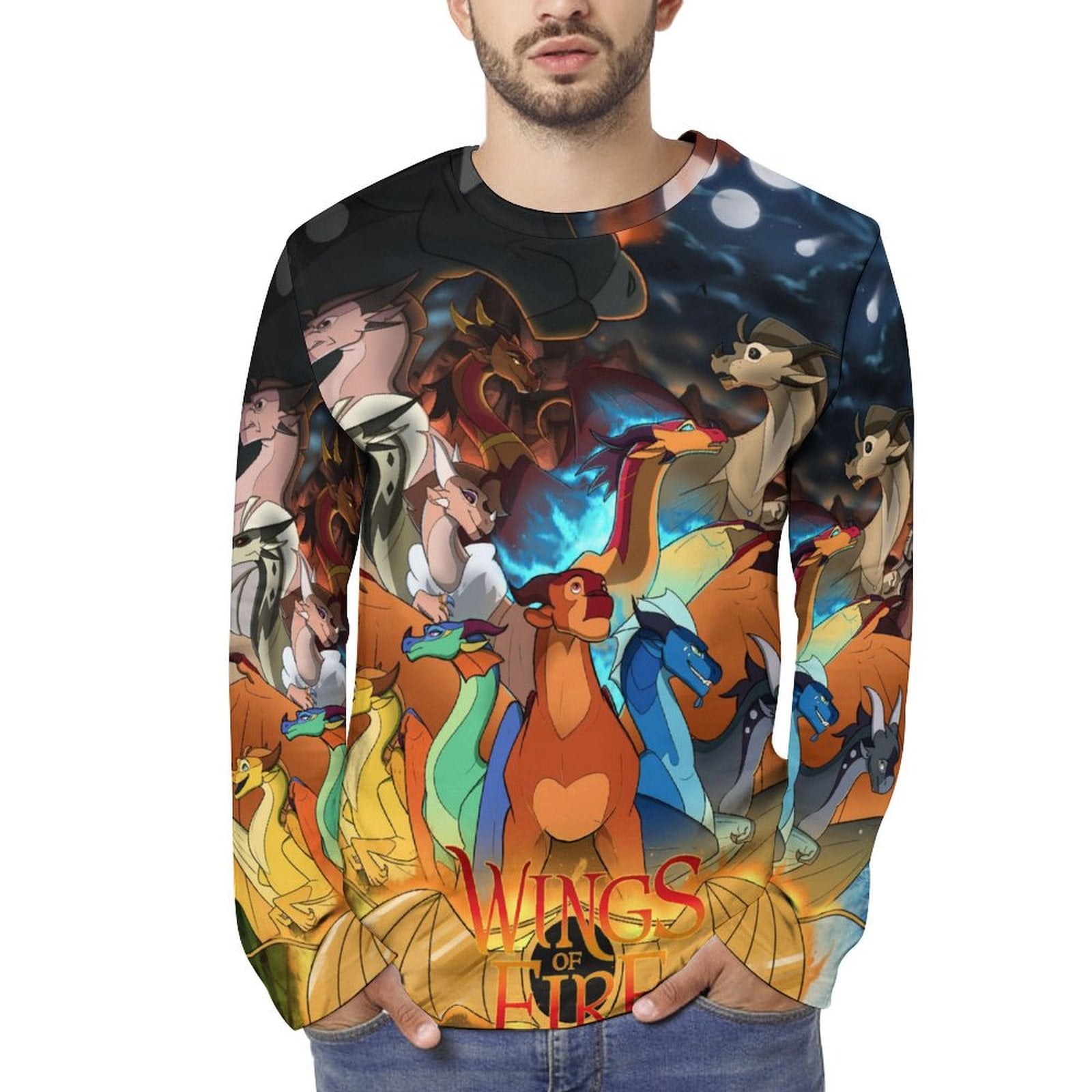 Dragon Wings Of Fire T Shirt 3D Printed Crewneck Graphic Long Sleeve ...