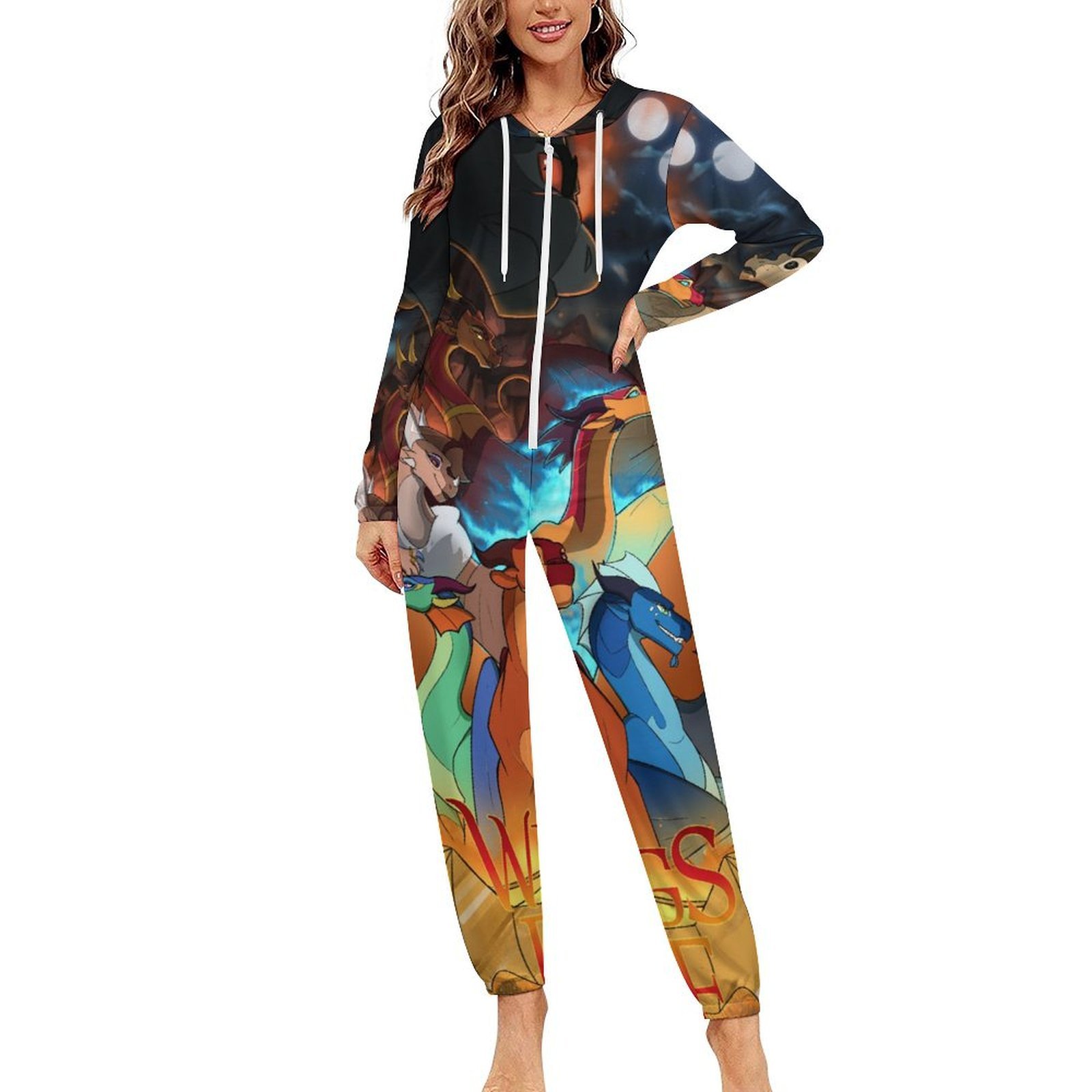 Dragon Wings Of Fire Women Men Pajamas Zipper Onesie Jumpsuit Hooded ...
