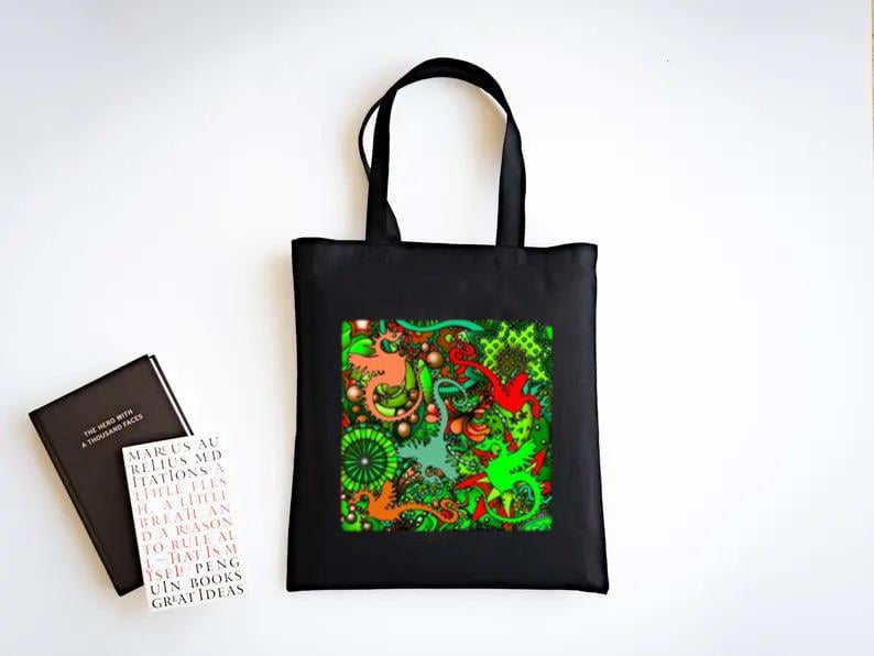 Dragon World Mythical Creature Fantasy Realm Map Explore Tote Bag, a ...