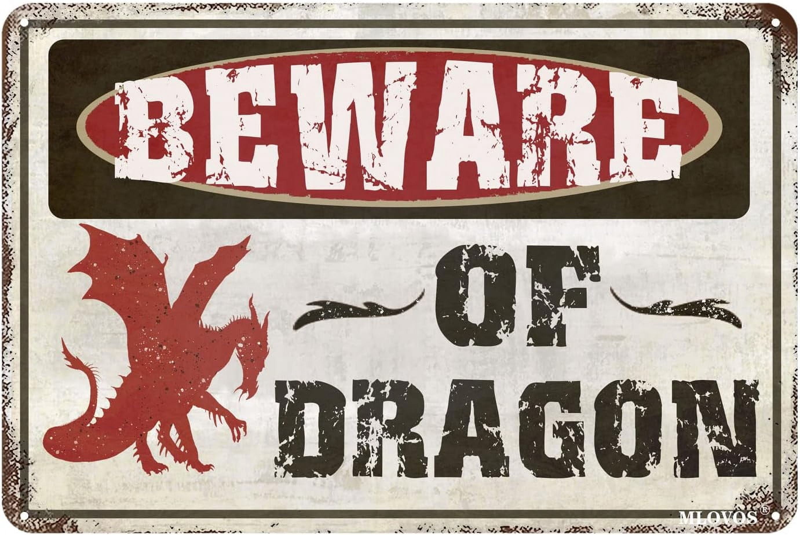 Dragon Yard Sign Warning Sign Beware of Dragon Tin Sign Vintage Yard ...