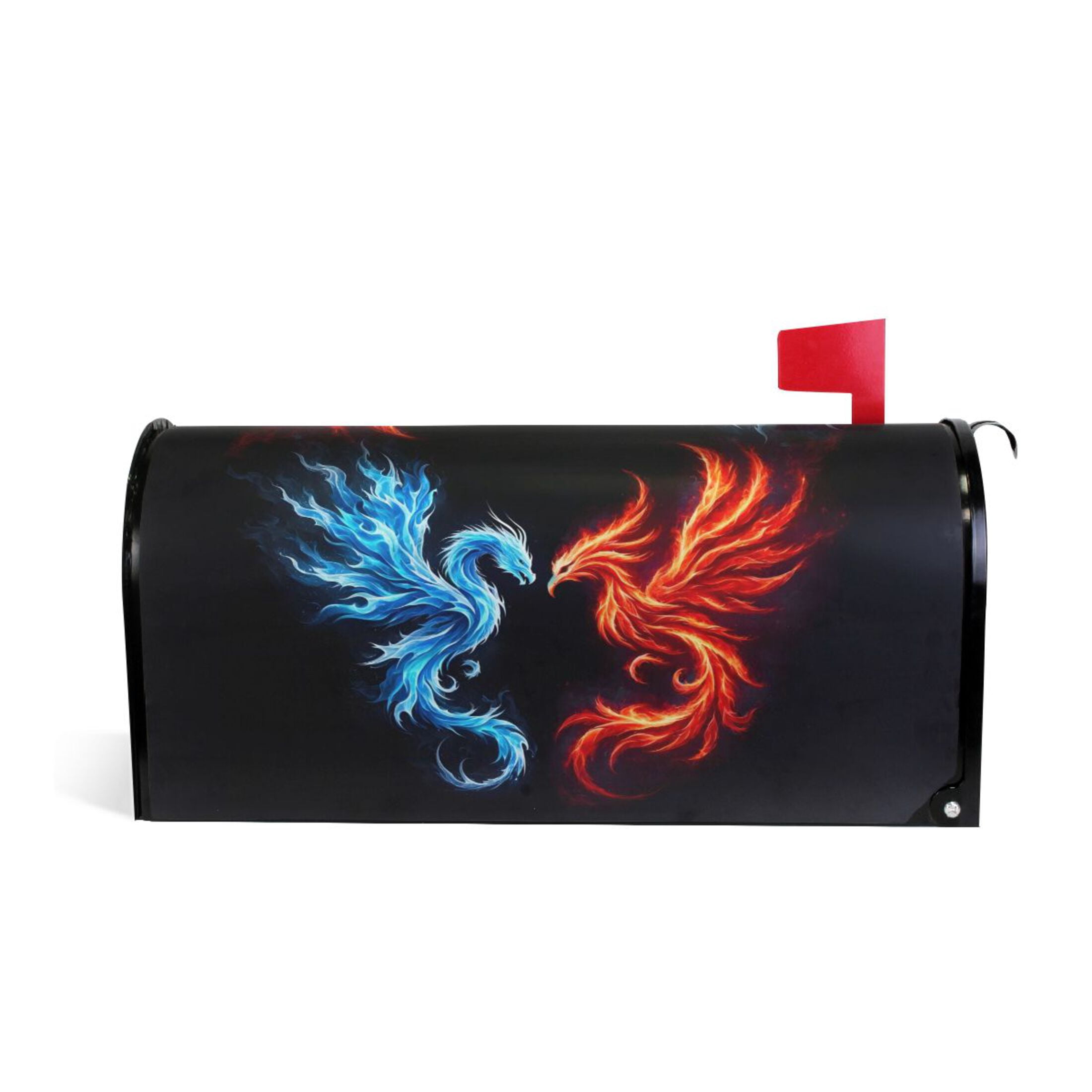 Dragon and Phoenix Magnetic Mailbox Covers 25.5" X 21" Post Letter Box Wraps Waterproof Garden ...