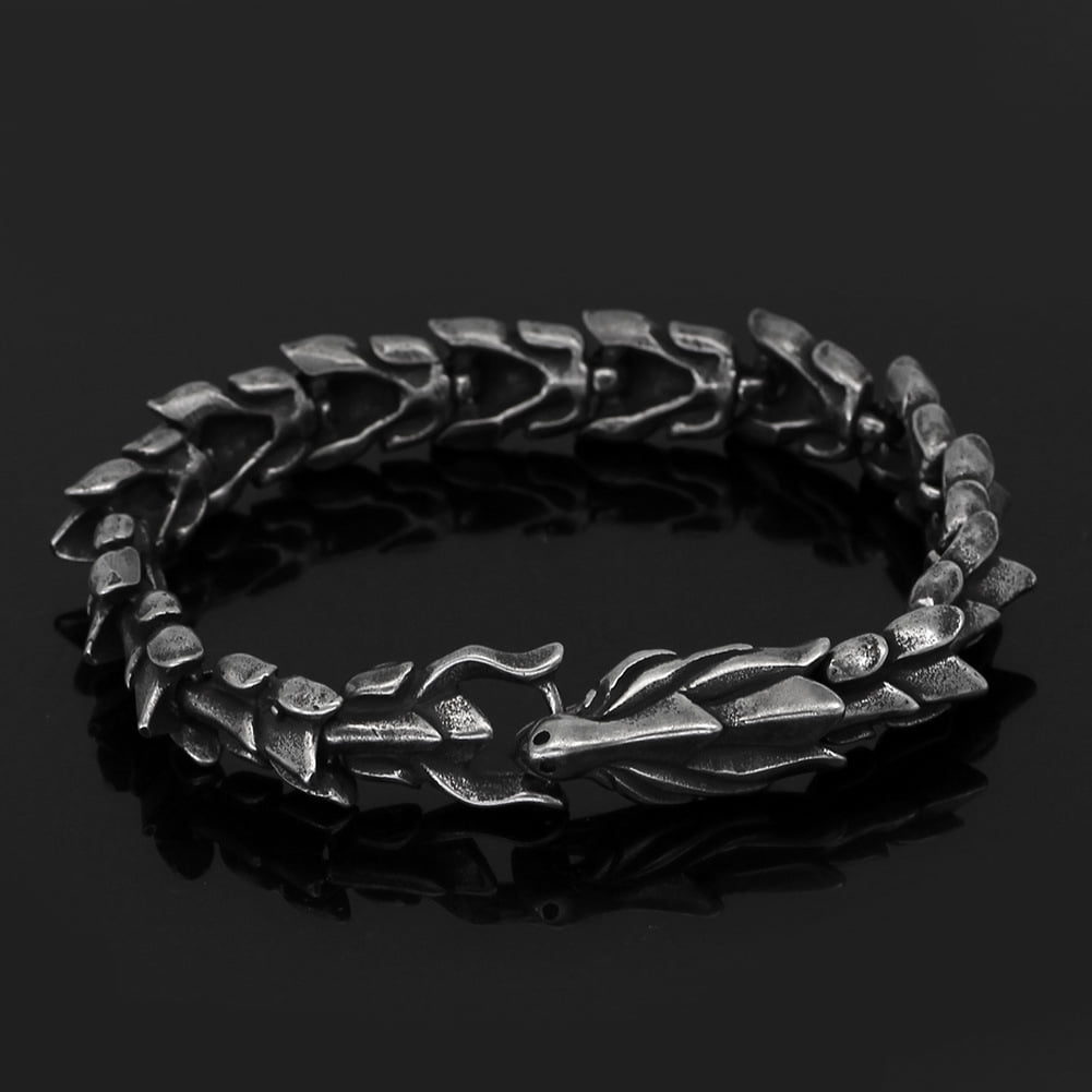 Dragon bone bracelet, dragon head dragon scale bracelet, silver plated ...