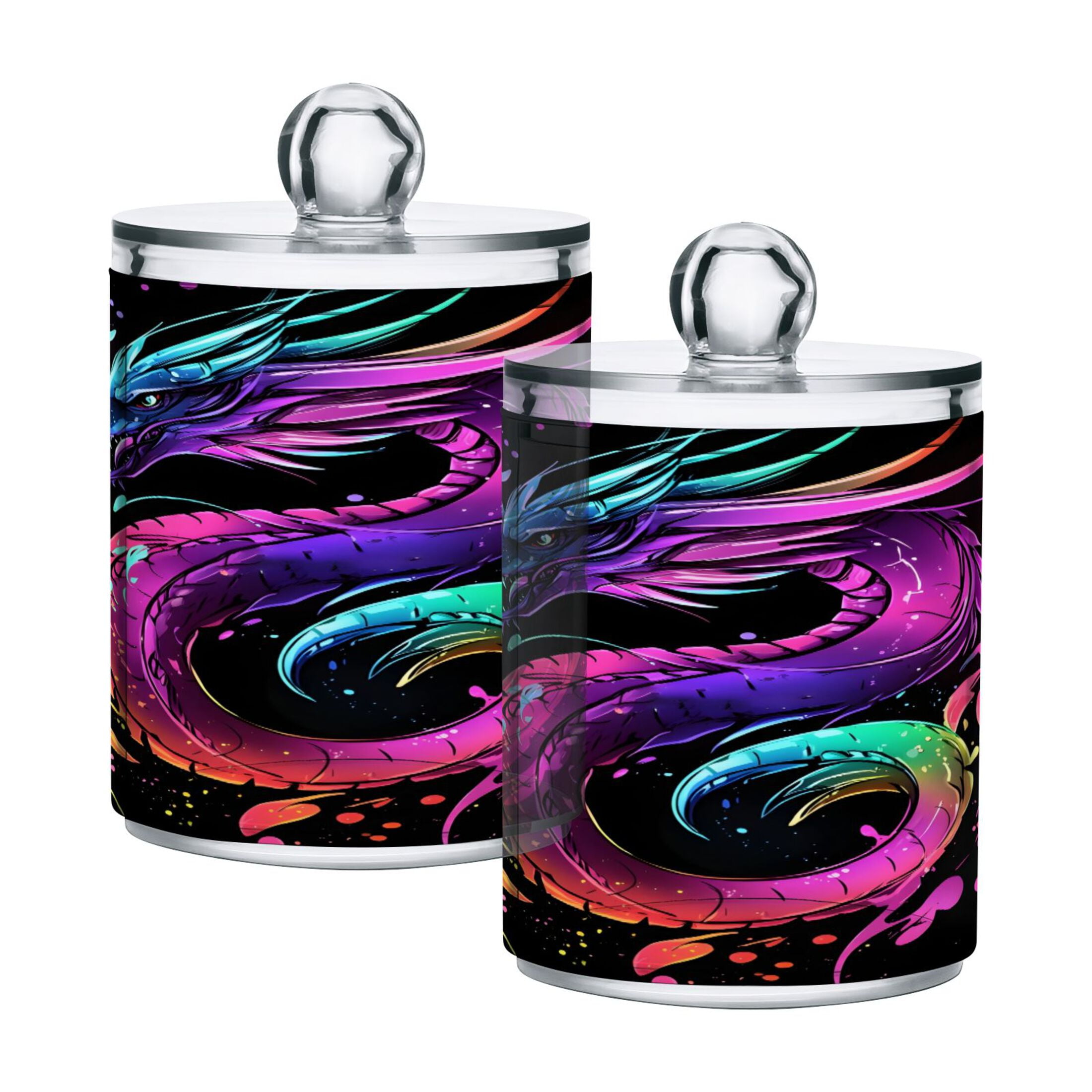 Dragon in Mixture Color Translucent Plastic Cans Storage Canisters with ...