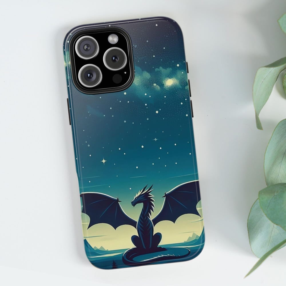 Dragon on a Starry Night Themed Phone Case 17 16 15 14 13 12 11 Pro Max ...