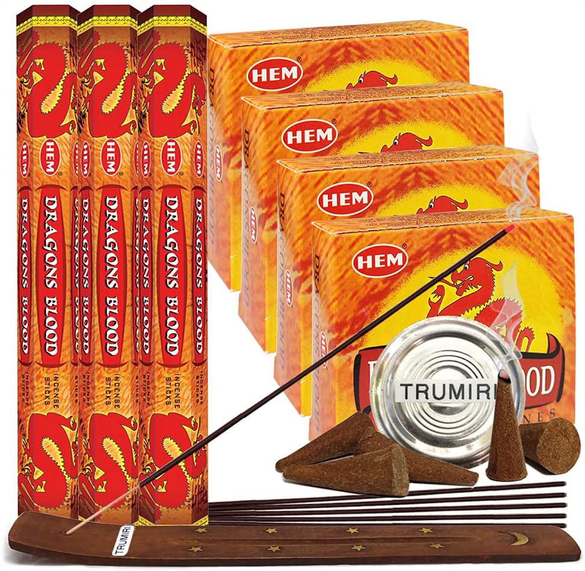 Dragon's Blood Incense sticks and cone incense holder variety pack ...