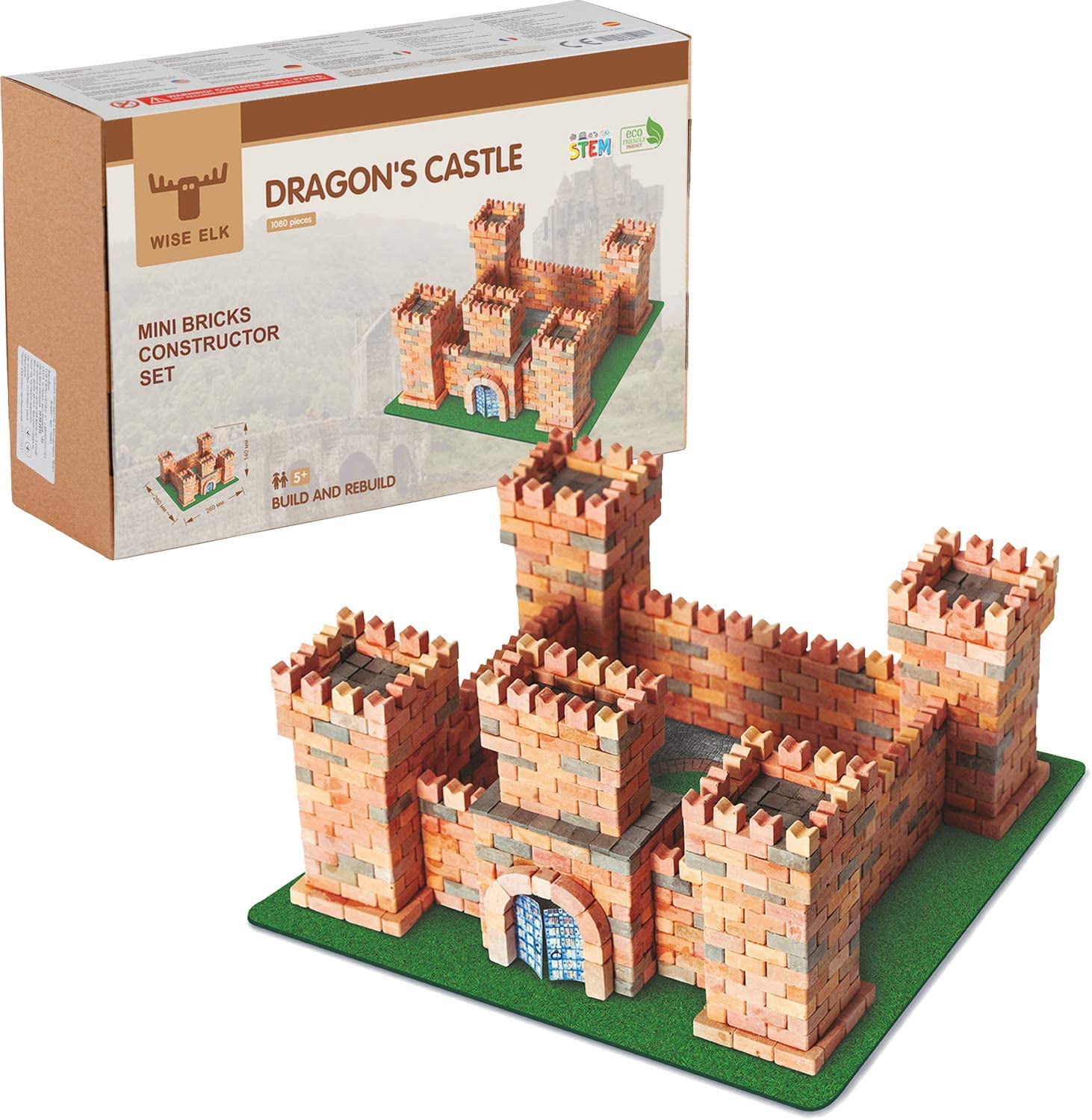 Dragon's Castle – 3D Plaster Brick Model Kit, 1080 Pieces, Real Gypsum Mini-Bricks, Reusable Diy ...