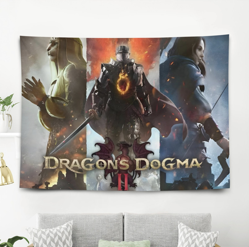 Dragon's Dogma pattern wall hanging 50*60 inches high-quality peach ...
