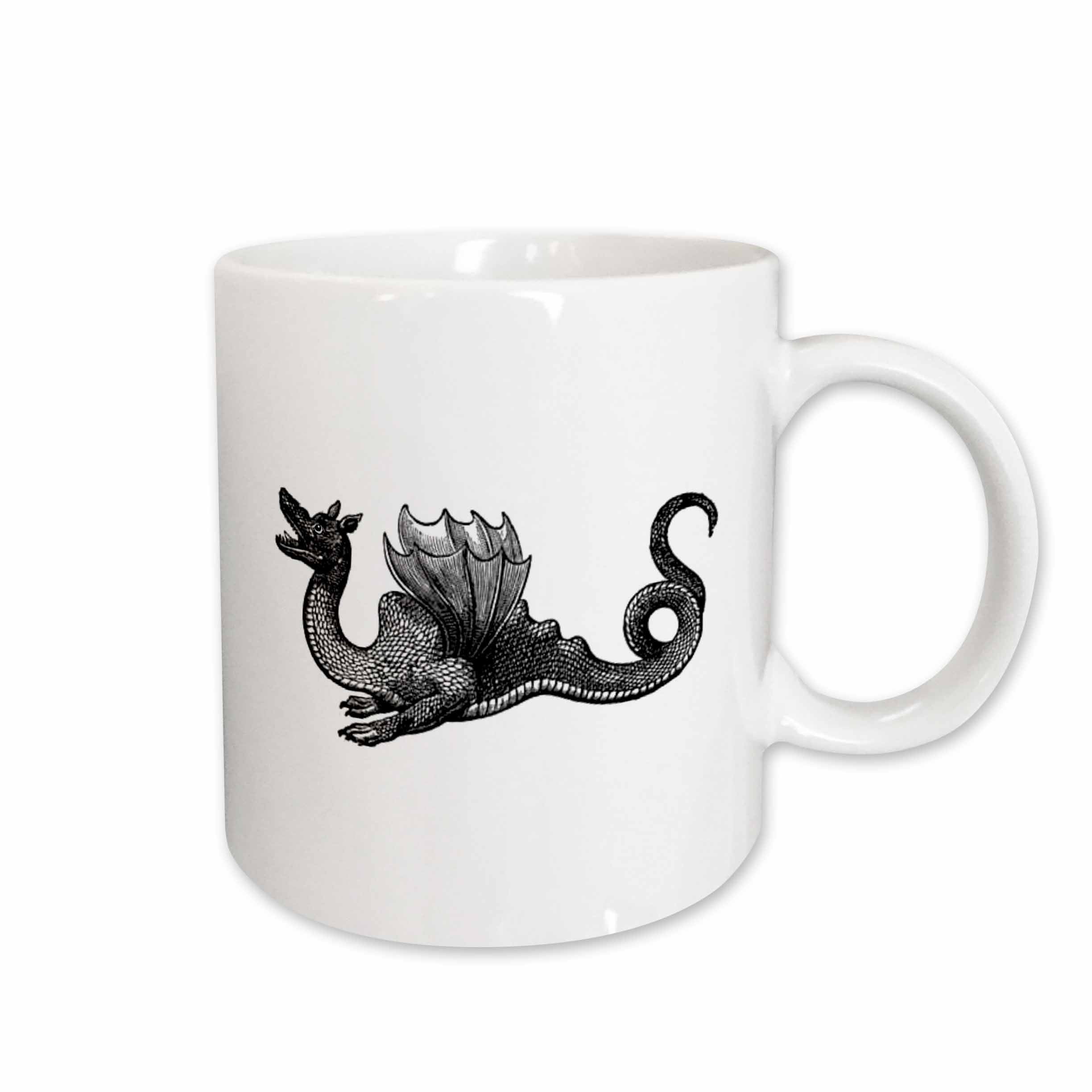 Dragon vintage art - black and white pen and ink drawing - fantasy ...