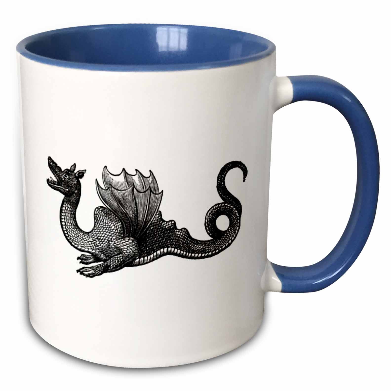 Dragon vintage art - black and white pen and ink drawing - fantasy ...