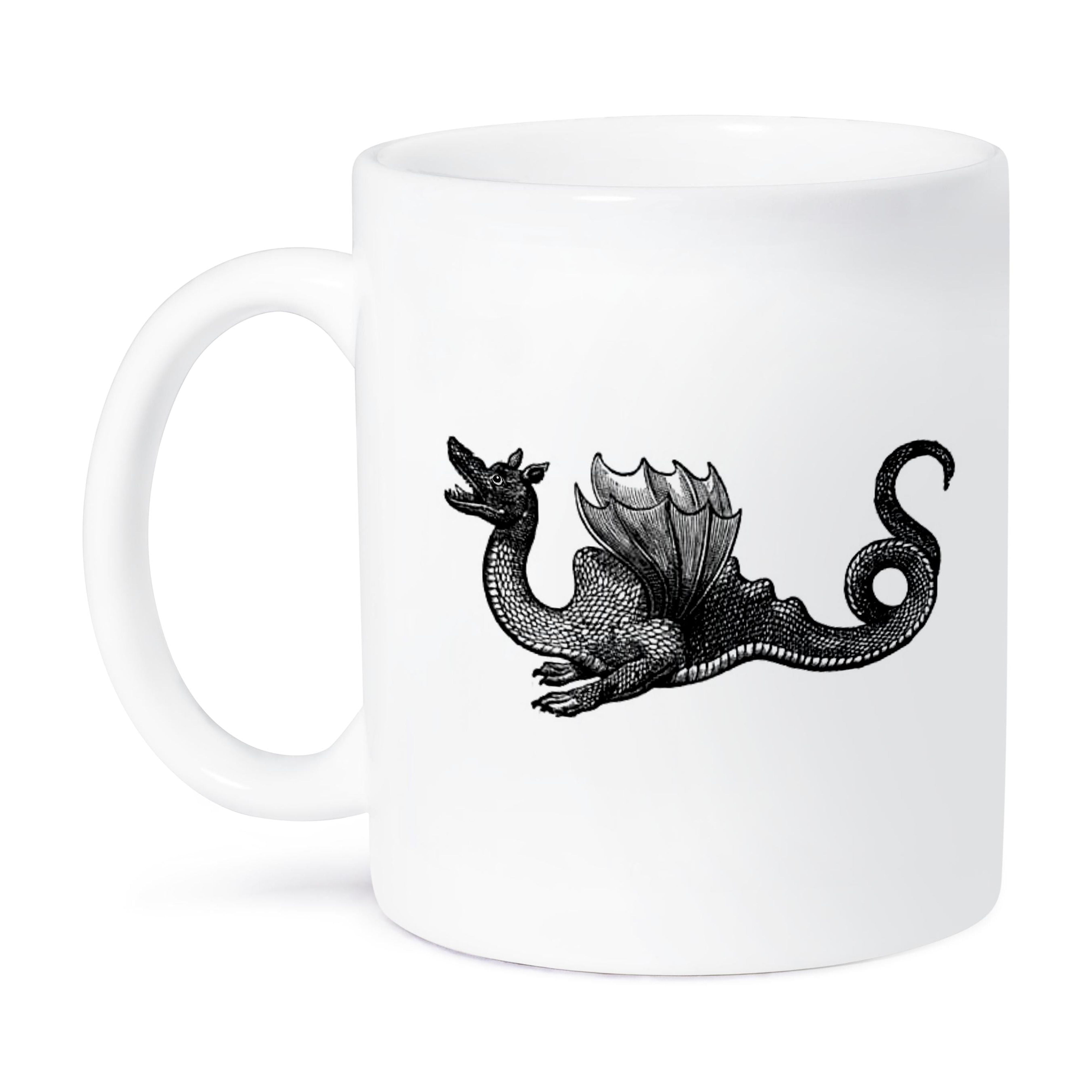 3dRose, Dragon vintage art - black and white pen and ink drawing ...